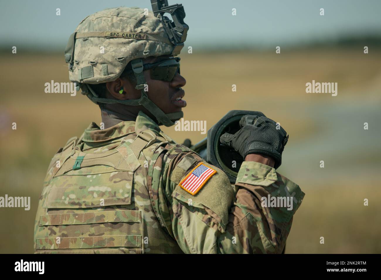 U.S. Army Spc. Dante Carter, a squad member representing 66th Military ...