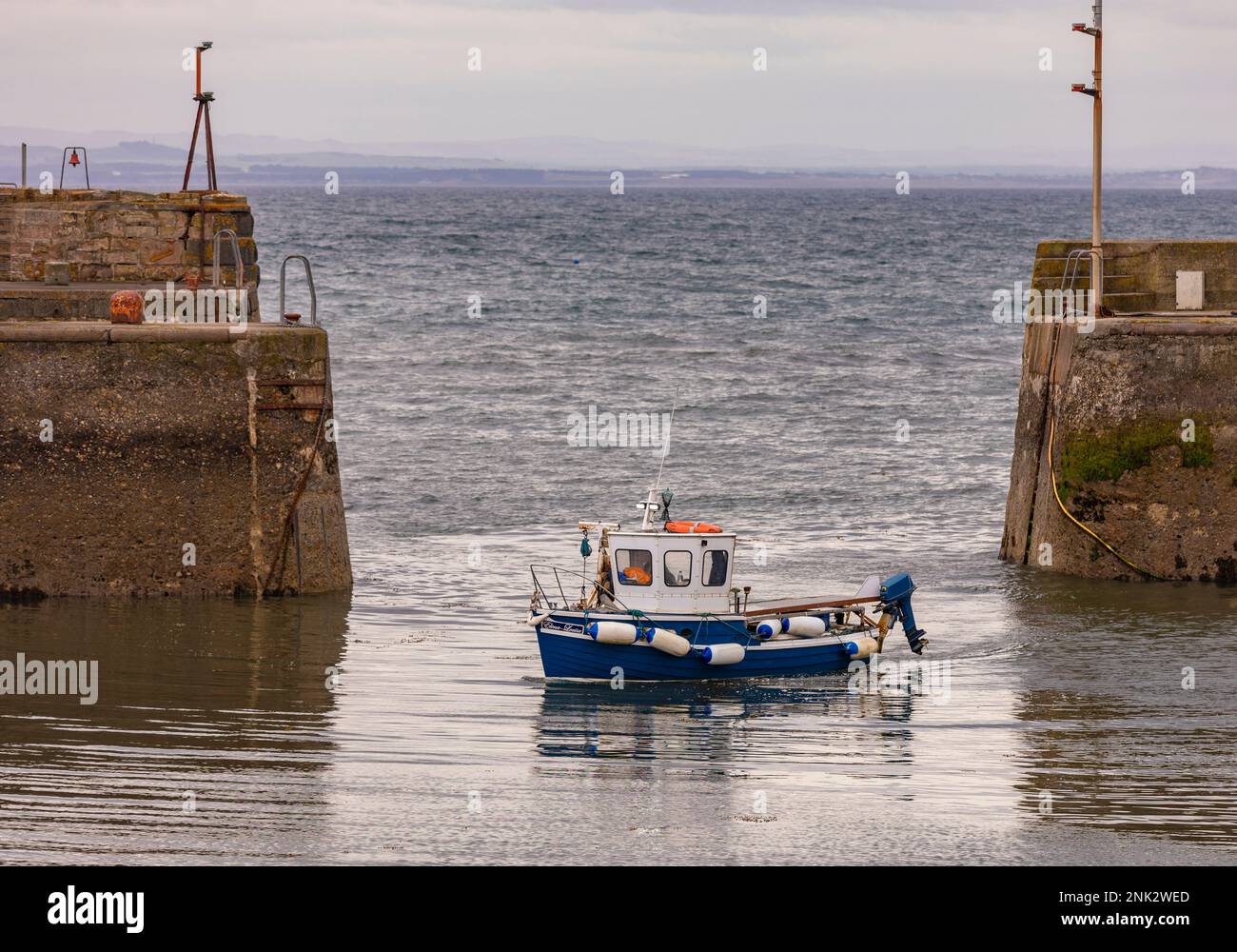 ST MONANS HARBOUR, FIFE, SCOTLAND, EUROPE - Small commercial boat ...