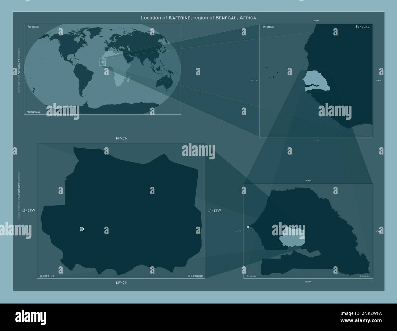 Kaffrine, region of Senegal. Diagram showing the location of the region ...