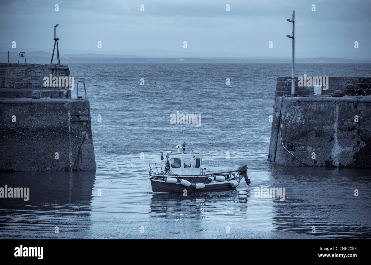 ST MONANS HARBOUR, FIFE, SCOTLAND, EUROPE - Small commercial boat ...