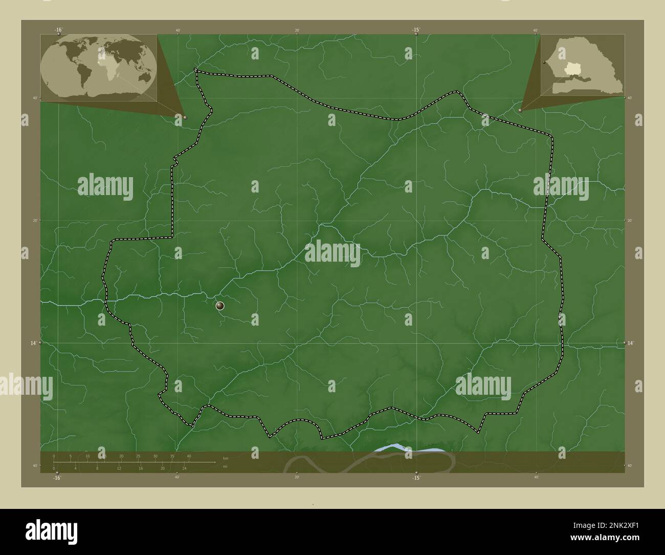 Kaffrine, region of Senegal. Elevation map colored in wiki style with ...