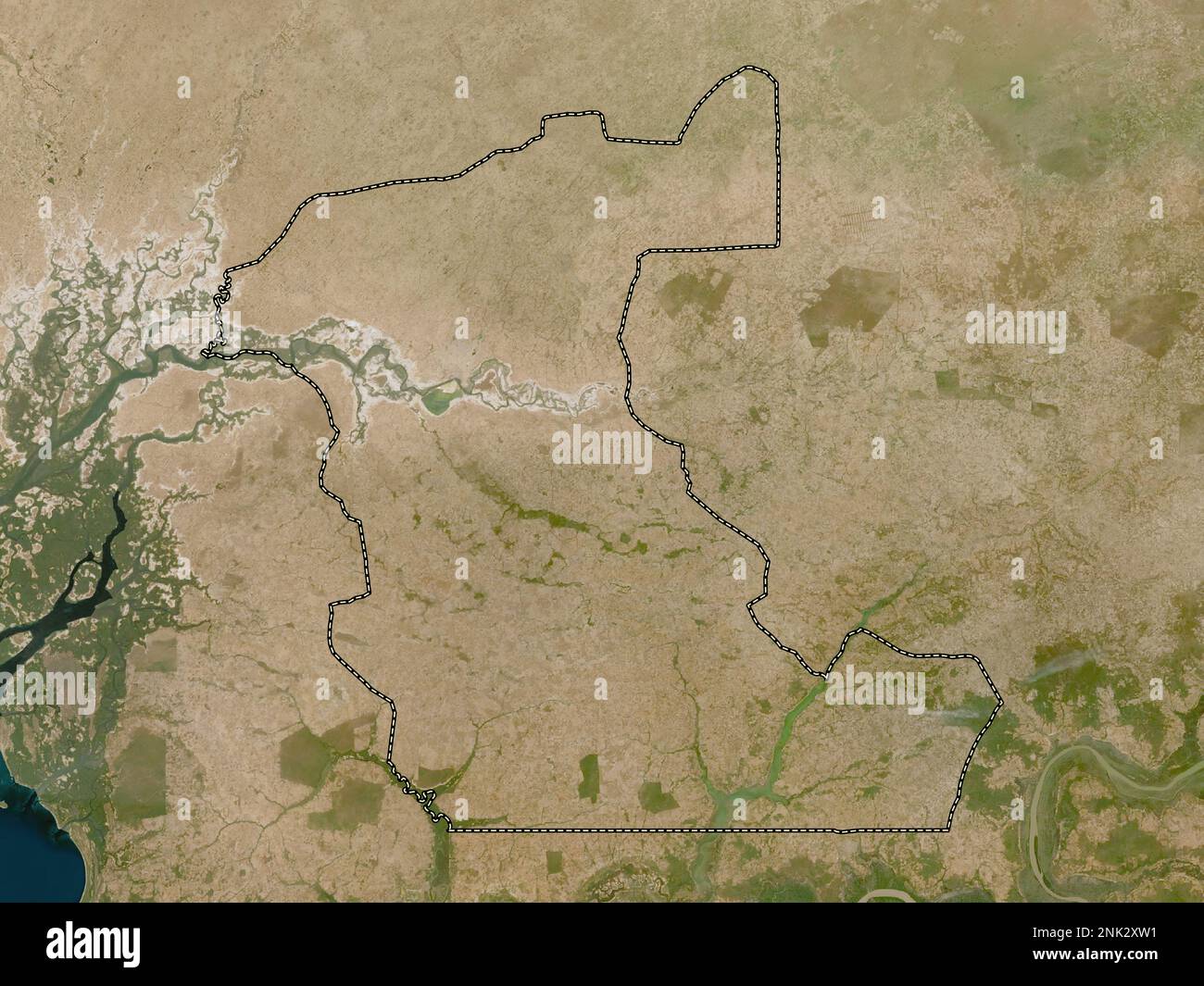 Kaolack, region of Senegal. Low resolution satellite map Stock Photo ...