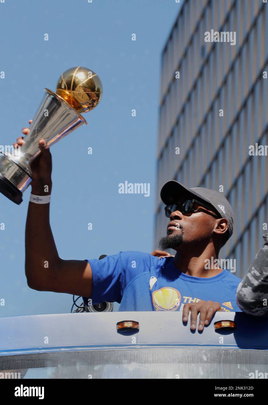 Kevin Durant Holding Mvp Trophy