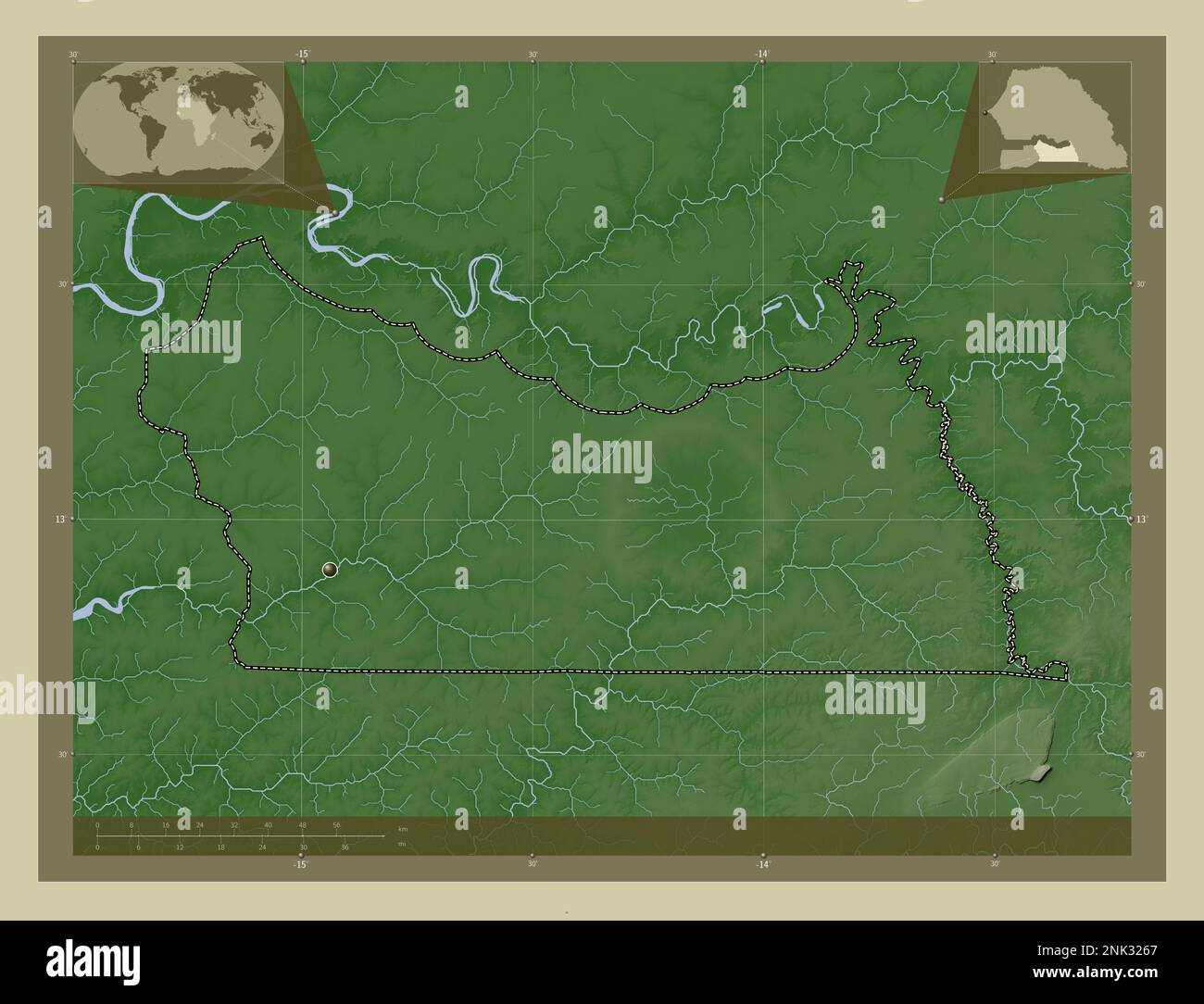 Kolda, region of Senegal. Elevation map colored in wiki style with ...