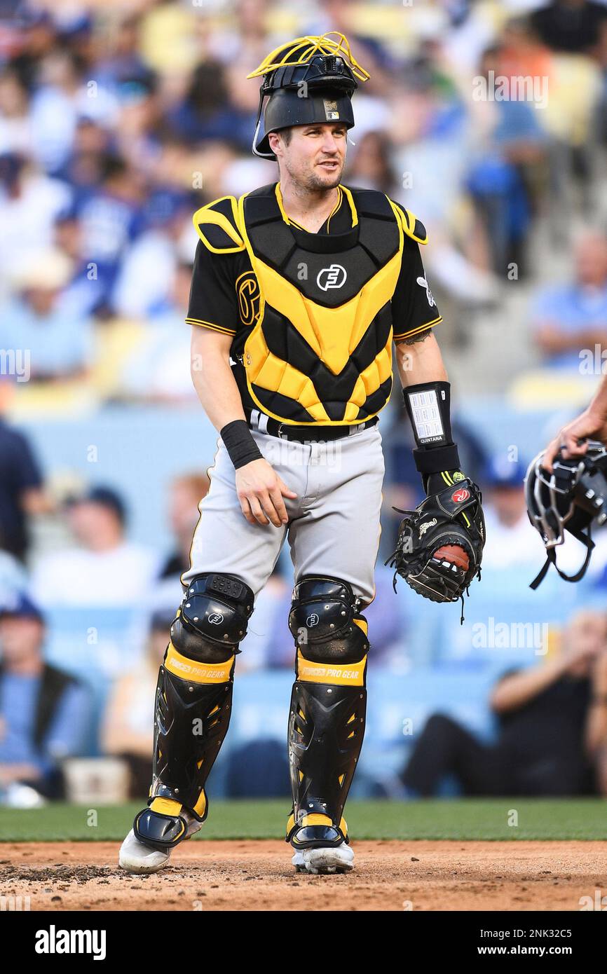 LOS ANGELES, CA - JUNE 01: Pittsburgh Pirates catcher Tyler Heineman ...