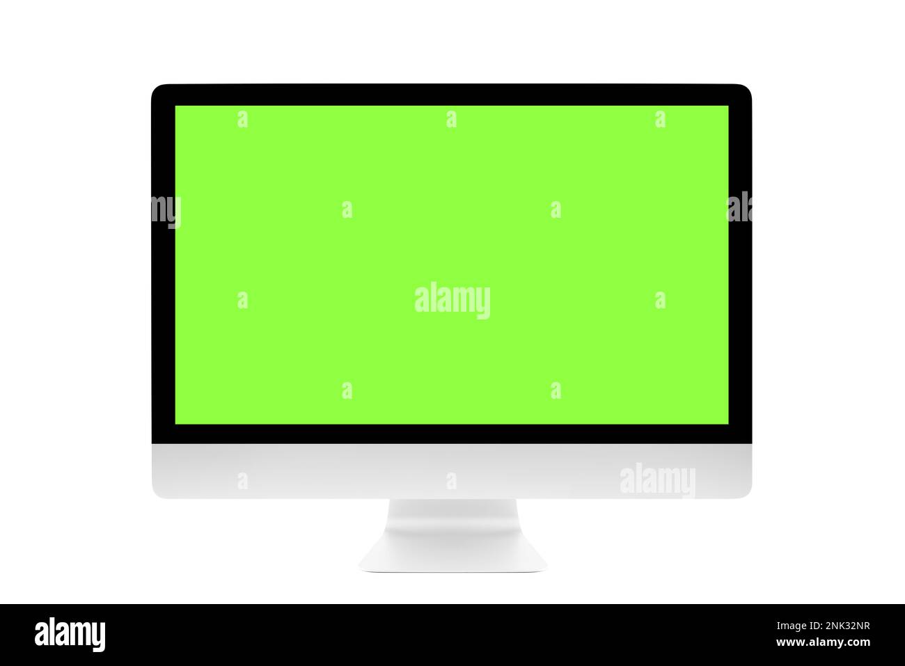 Modern Blank Pc Monitor Mockup With Chroma Key Screen Isolated On White Background Concepts