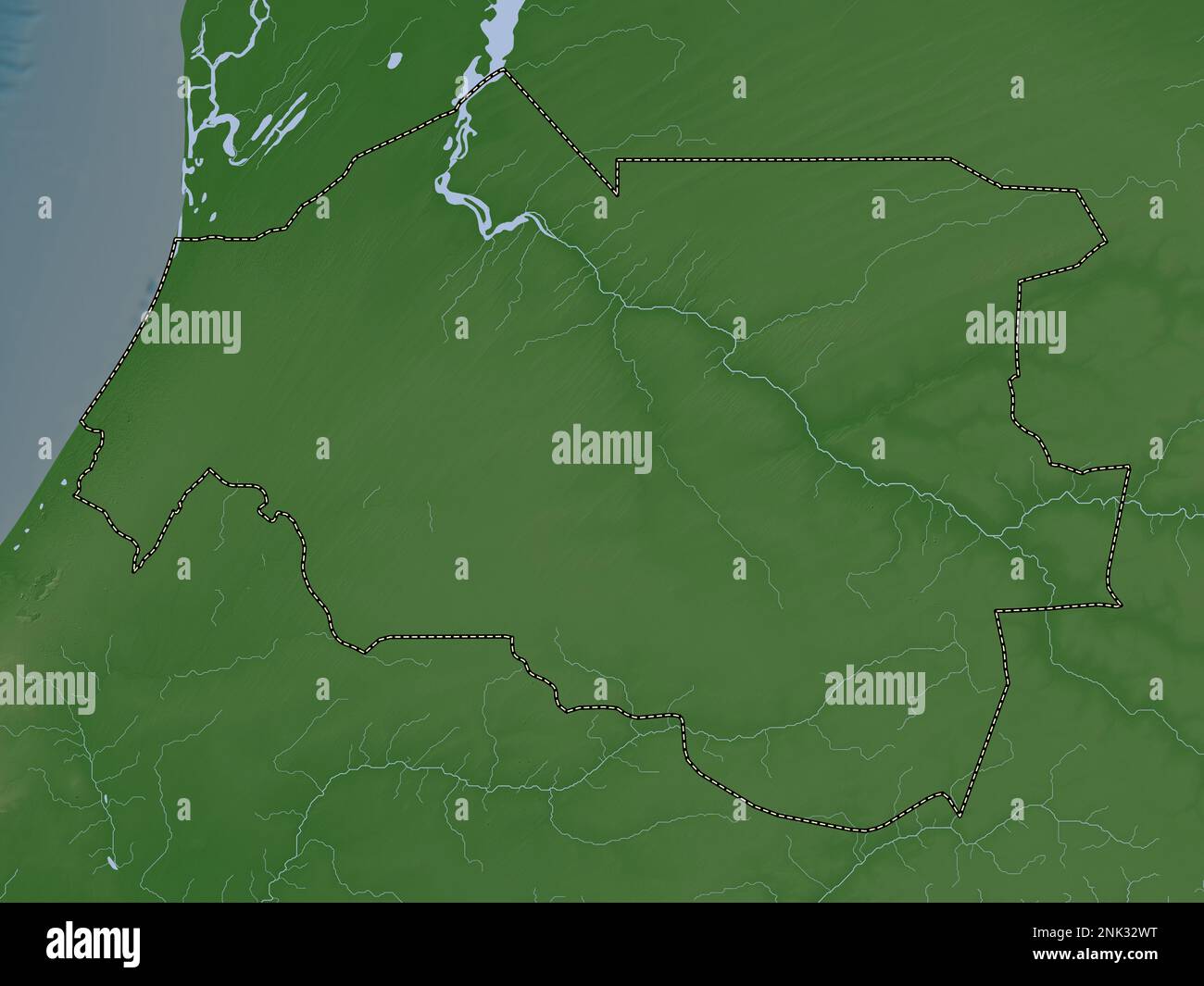 Louga, region of Senegal. Elevation map colored in wiki style with ...
