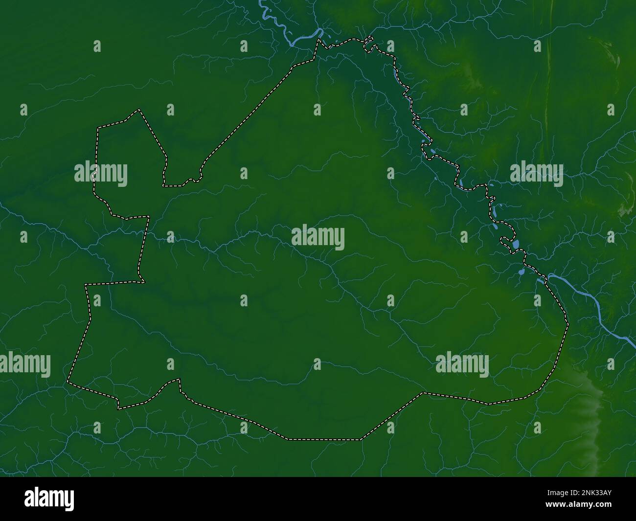 Matam, region of Senegal. Colored elevation map with lakes and rivers ...