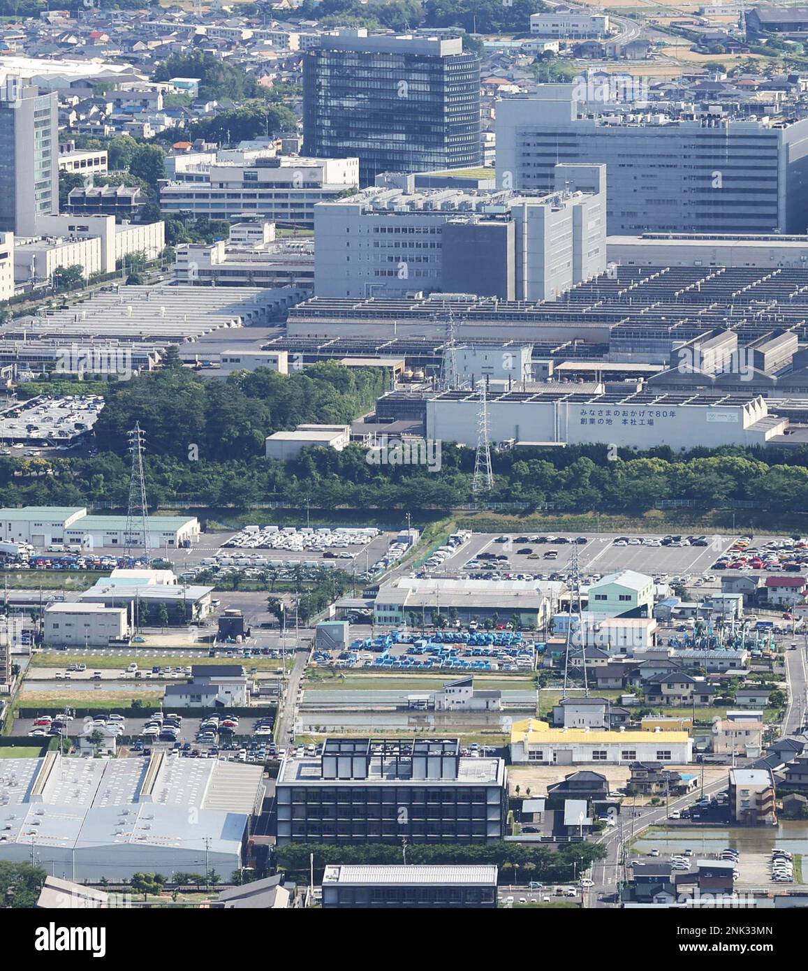 An aerial photo shows TOYOTA MOTOR CORPORATION factory (rear) and ...