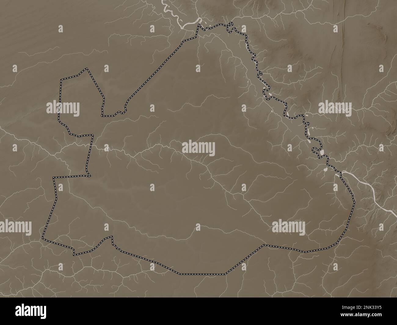 Matam, region of Senegal. Elevation map colored in sepia tones with ...