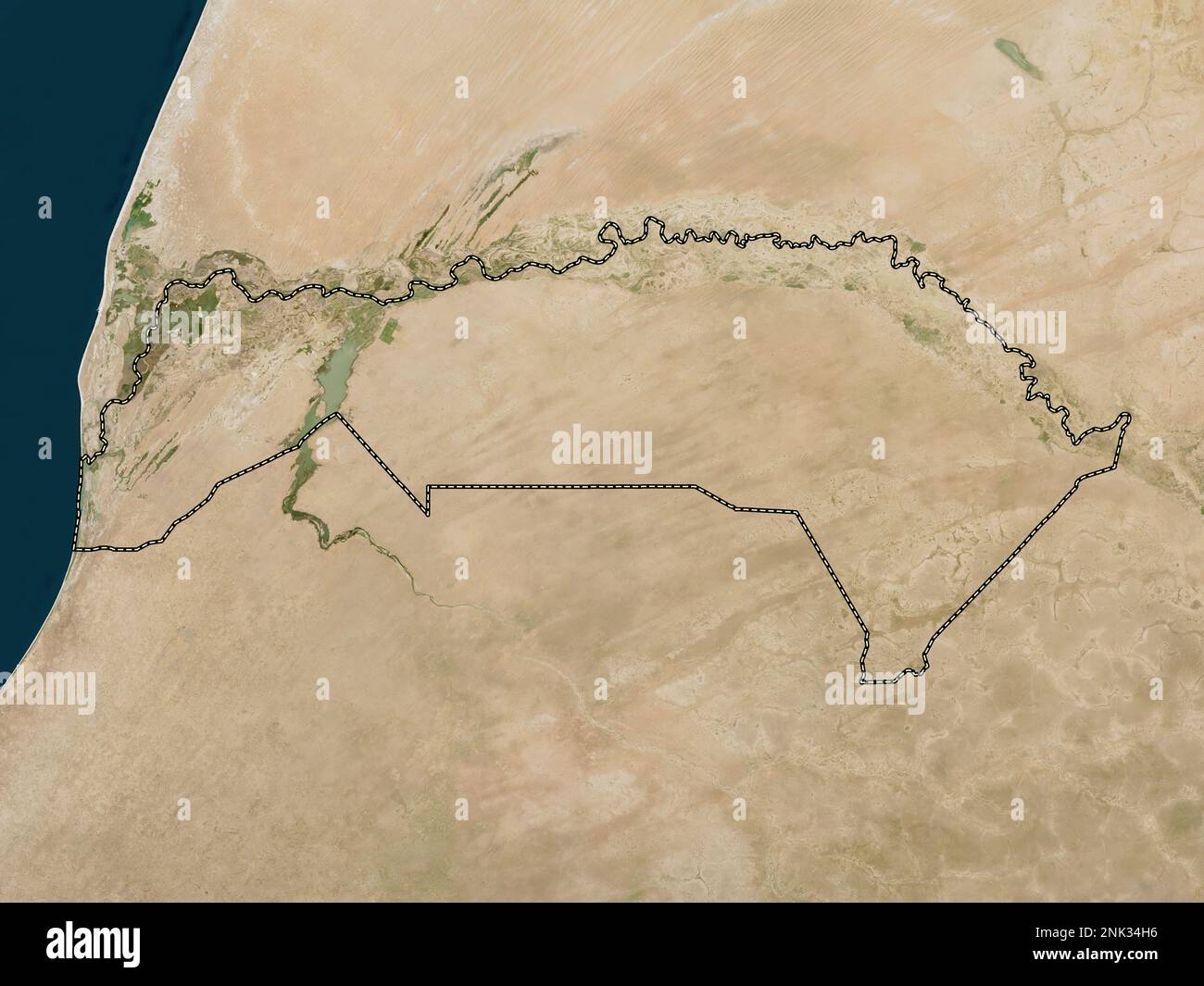 Saint-Louis, region of Senegal. Low resolution satellite map Stock ...