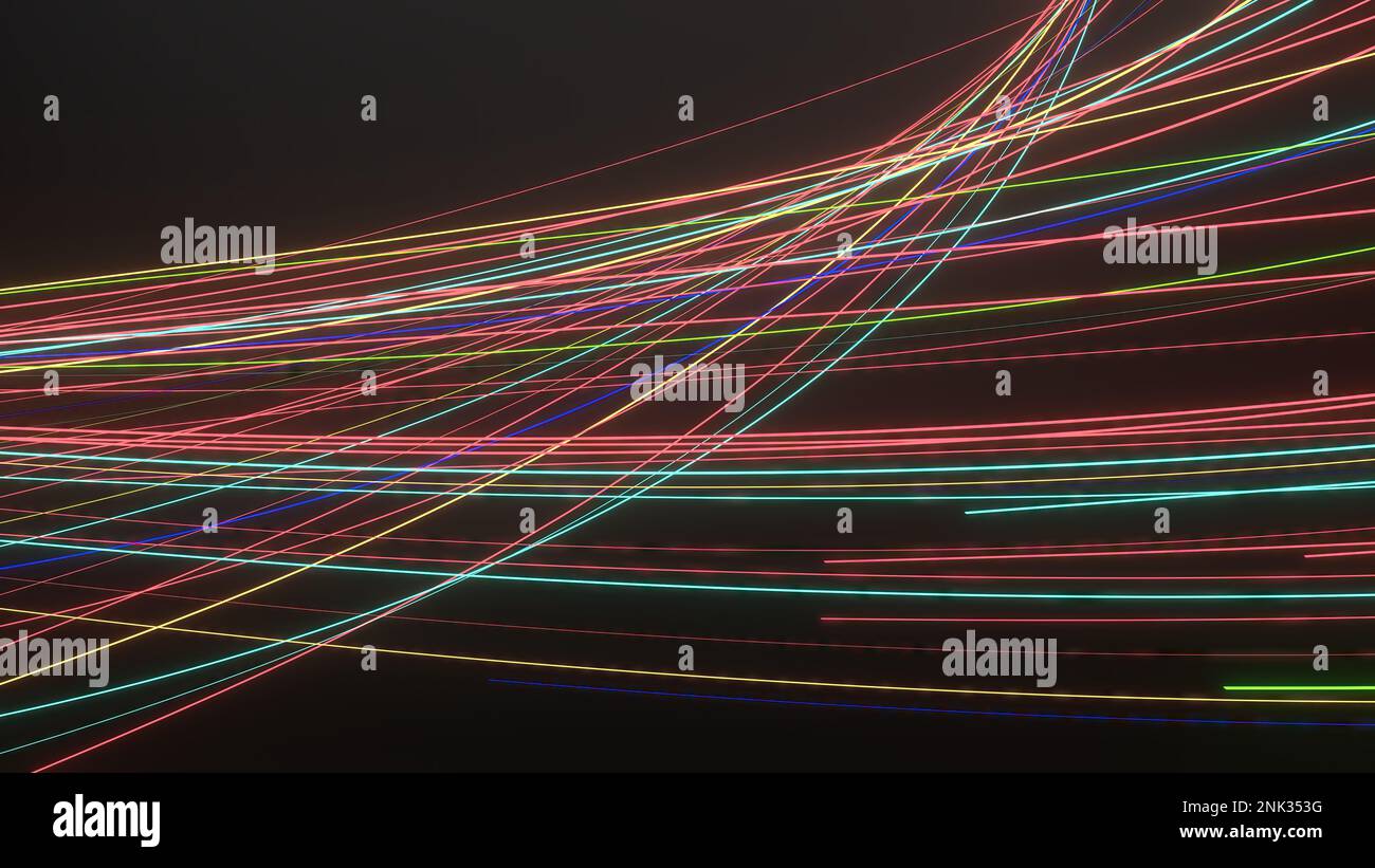 Rainbow -colored neon -colored neon line abstract, dramatic, modern and ...