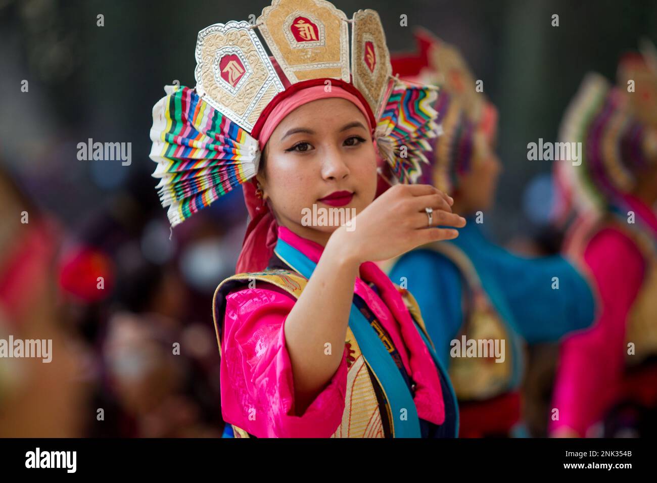 Kathmandu, Nepal. 23rd Feb, 2023. A girl in traditional attire performs ...