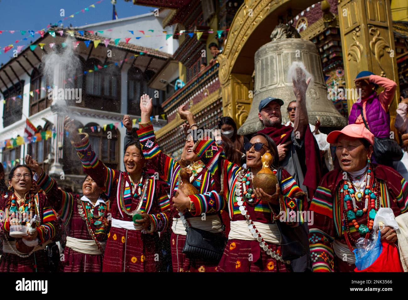 Kathmandu, Nepal. 23rd Feb, 2023. People in traditional attire are seen ...