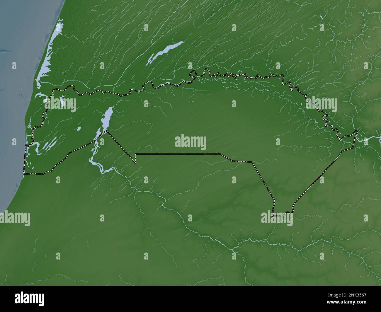 Saint-Louis, region of Senegal. Elevation map colored in wiki style ...