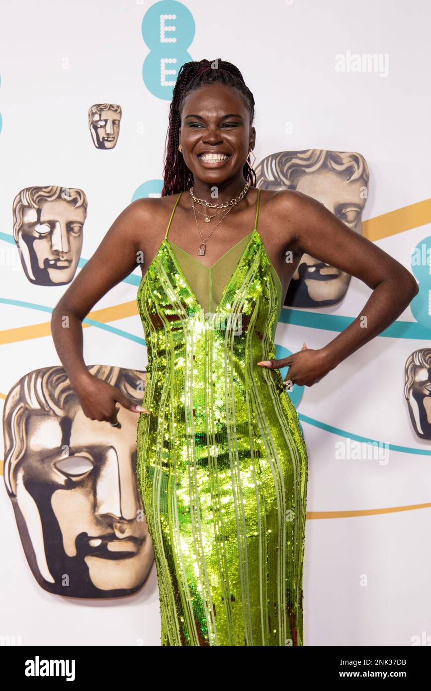 Deborah Ababio poses for photographers upon arrival at the 76th British ...