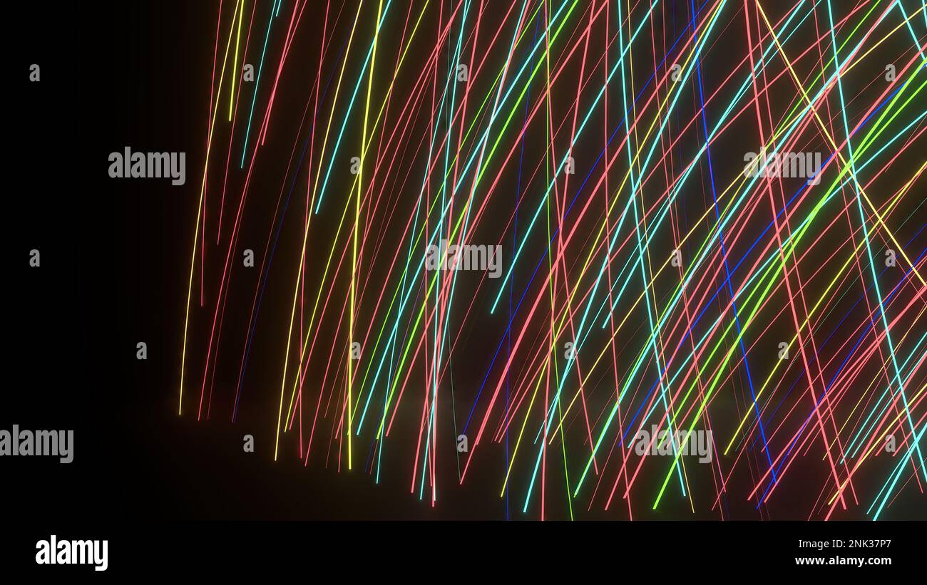Rainbow -colored light -emitting curved continuous autograph abstract ...