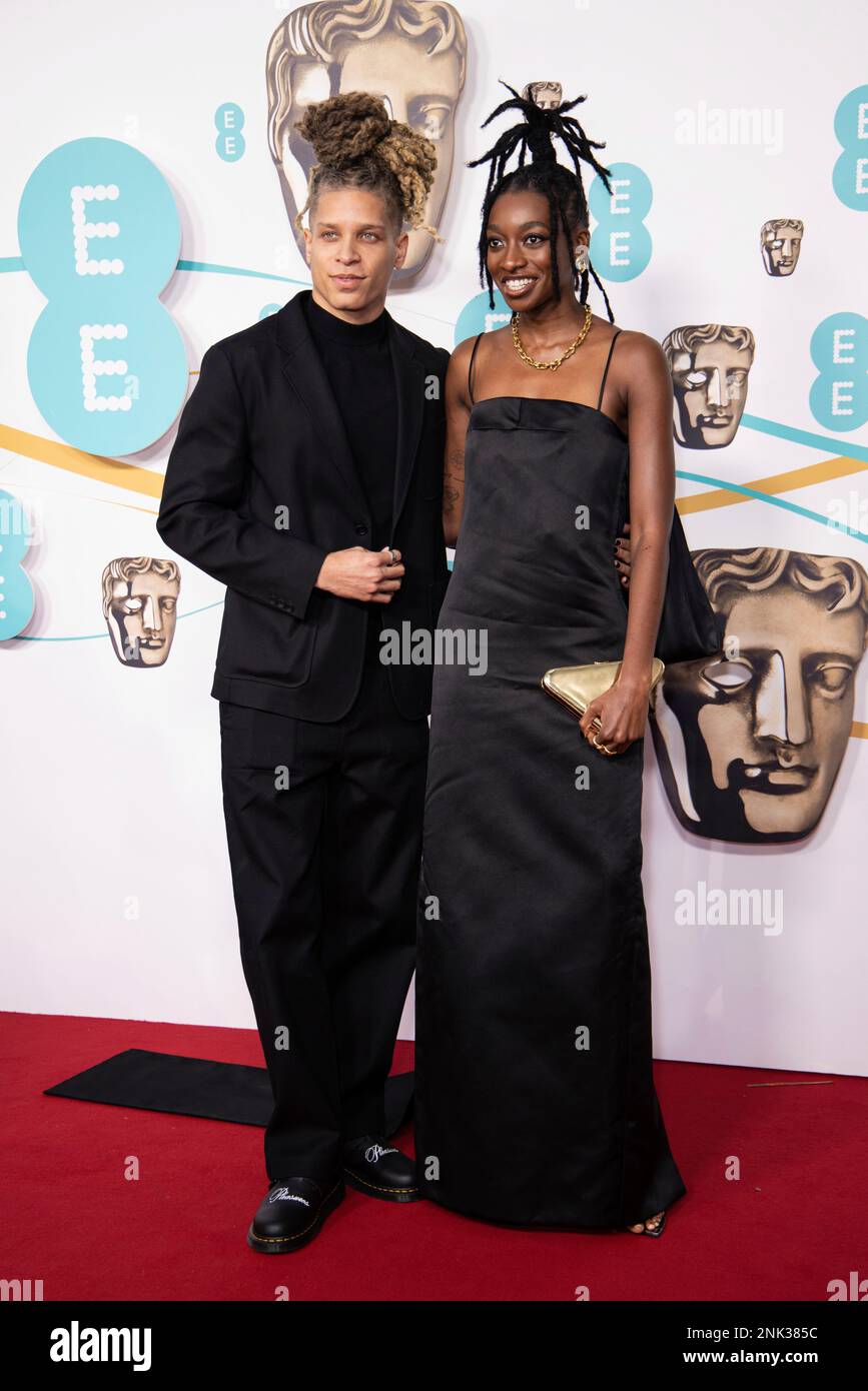 Chuck Junior Achike and Little Simz pose for photographers upon arrival ...