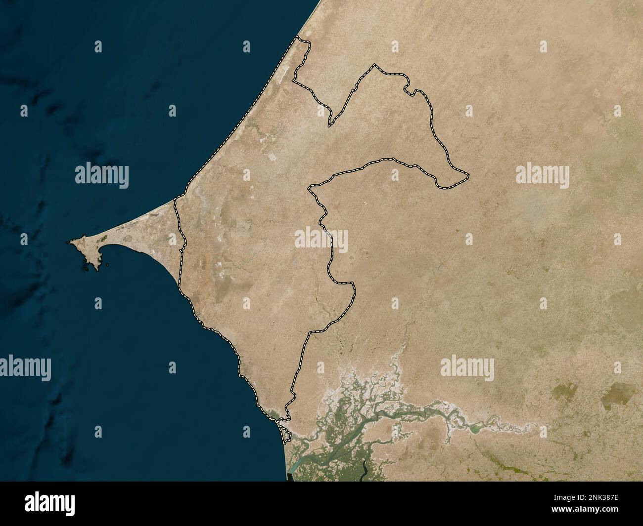 Thies, region of Senegal. Low resolution satellite map Stock Photo - Alamy