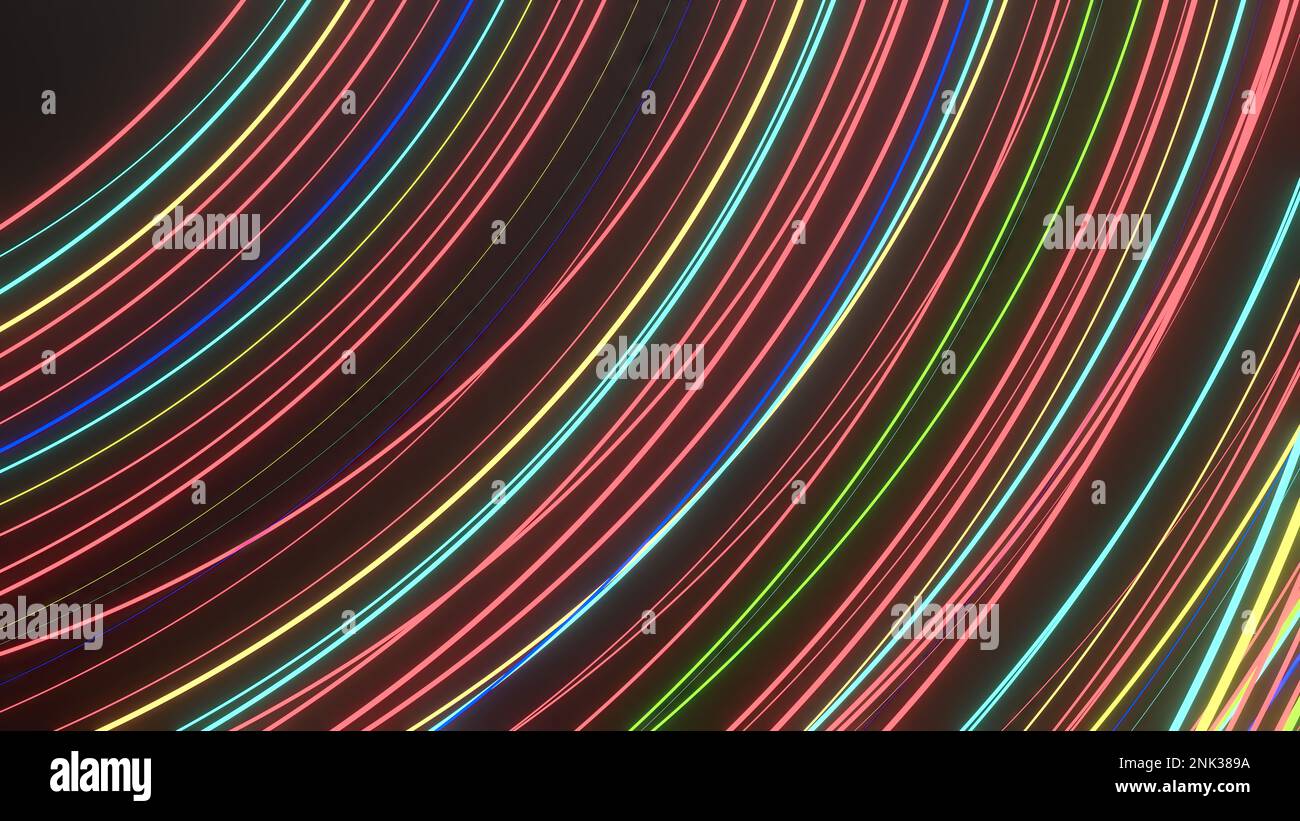 Rainbow -colored light -colored circular curve neon abstract, dramatic ...