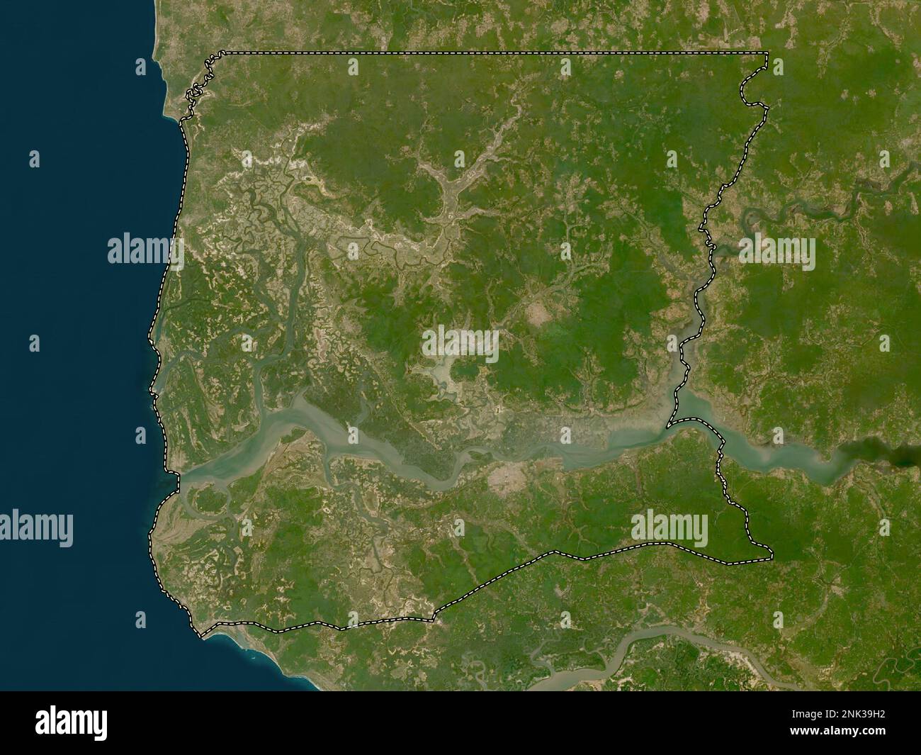 Ziguinchor, region of Senegal. Low resolution satellite map Stock Photo - Alamy