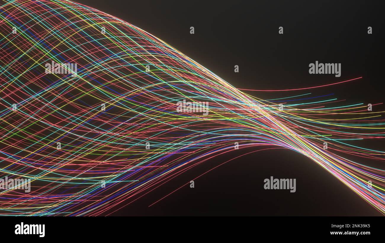 Rainbow -colored light -colored and undulating line -up lines Abstract, dramatic, modern and ...