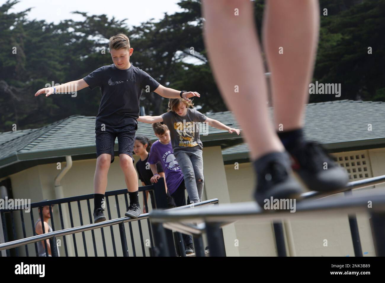 Flight School camp students from the Flying Frog Academy train on hand ...