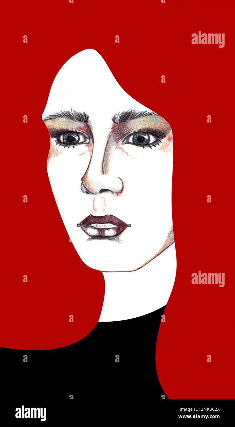 Beautiful abstract dramatic girl with long red hair Stock Photo - Alamy