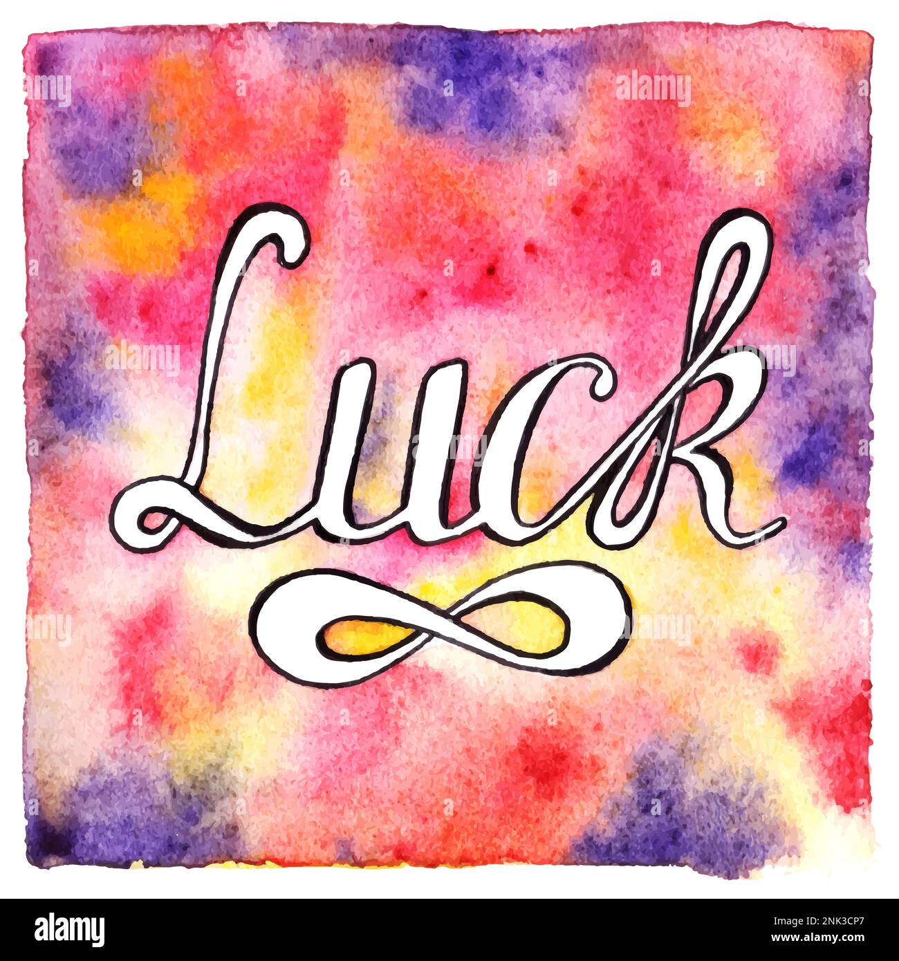 Calligraphy luck word on colorful texture background vector Stock ...