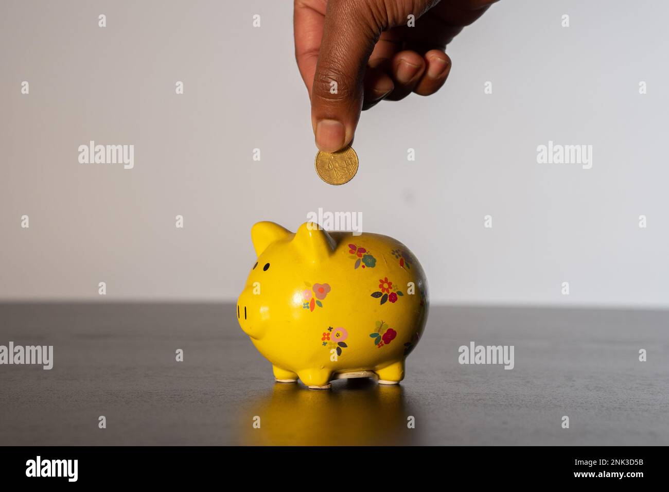 Small pig for saving coin Stock Photo - Alamy