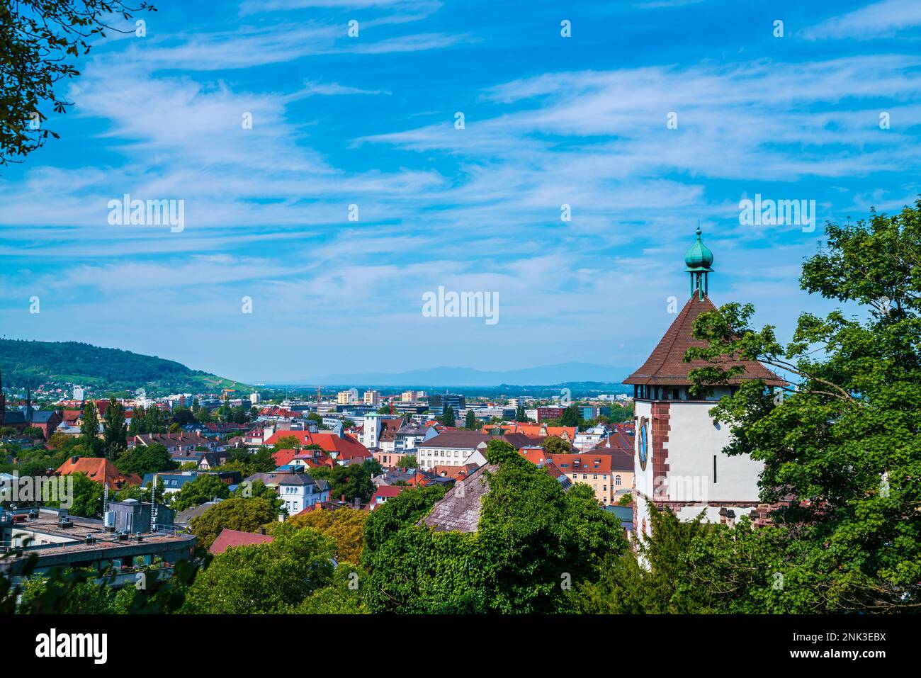 Aerial view town black forest summer sunset hi-res stock photography ...