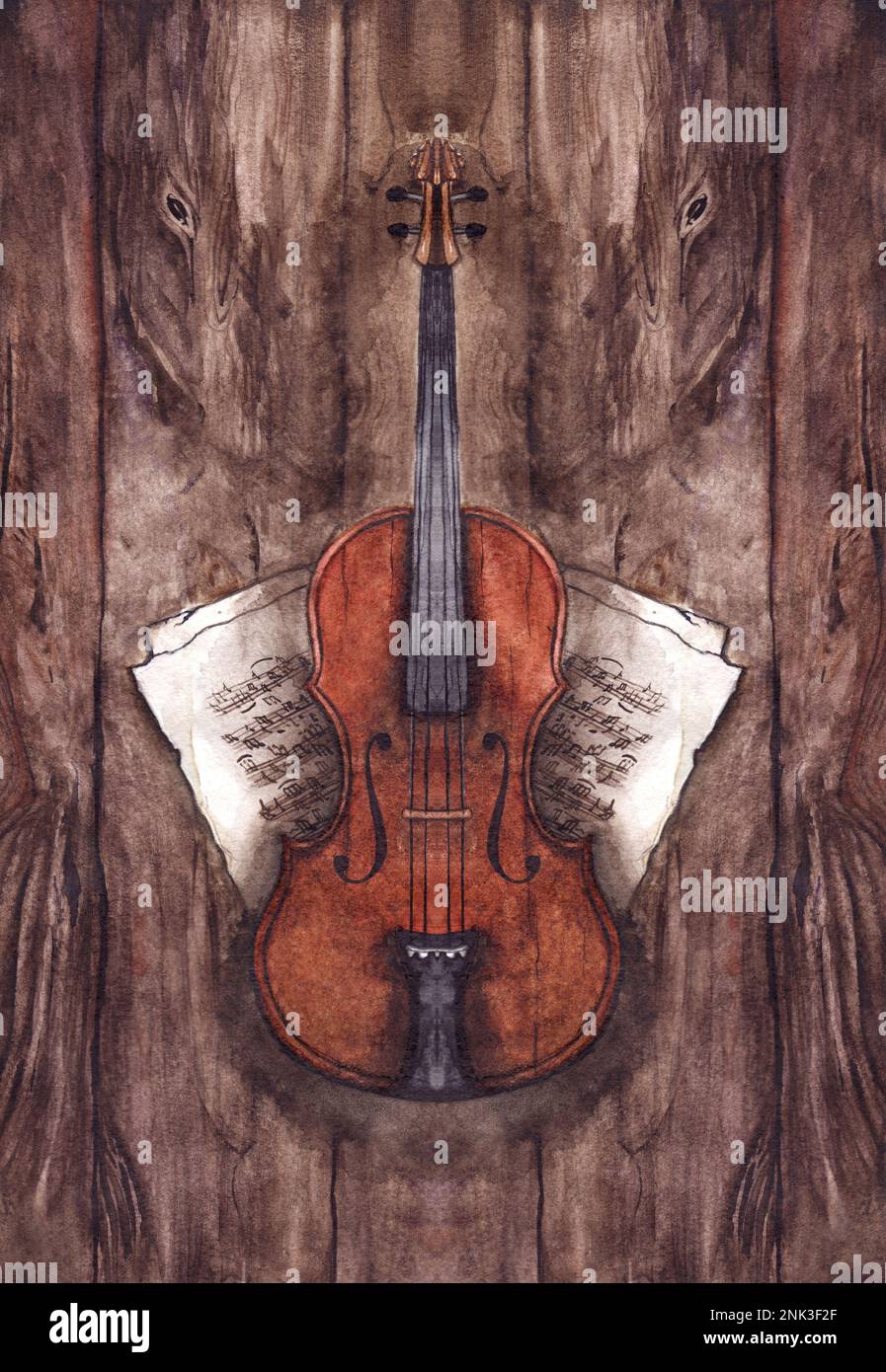Violin watercolor hi-res stock photography and images - Alamy