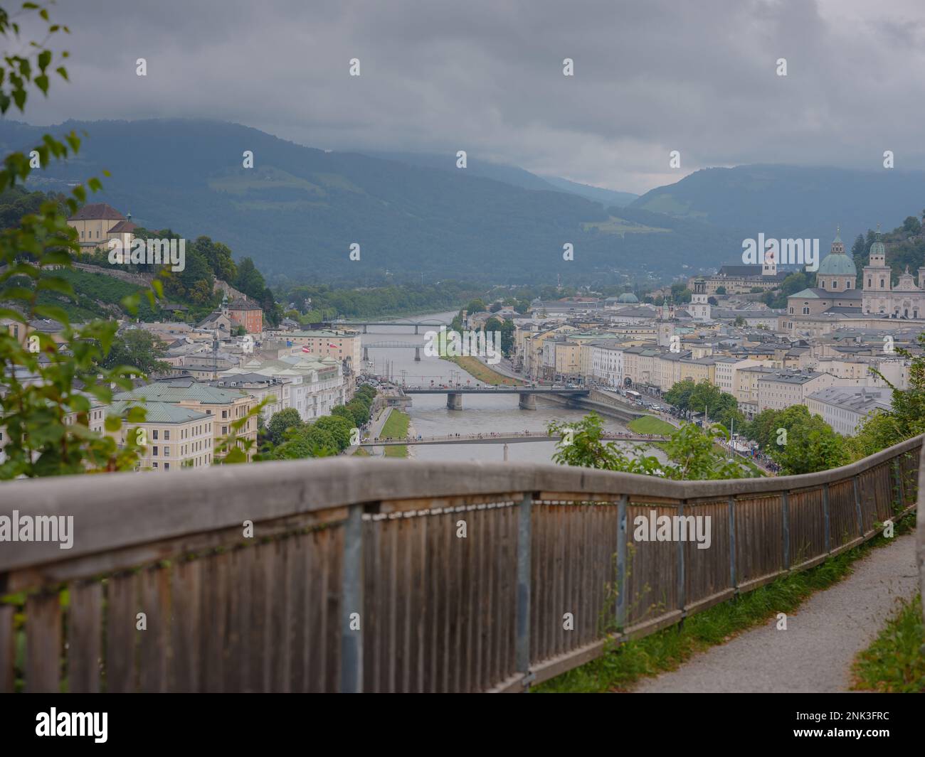 Salzburg Austria inner city with churches. Beautiful view of Salzburg ...