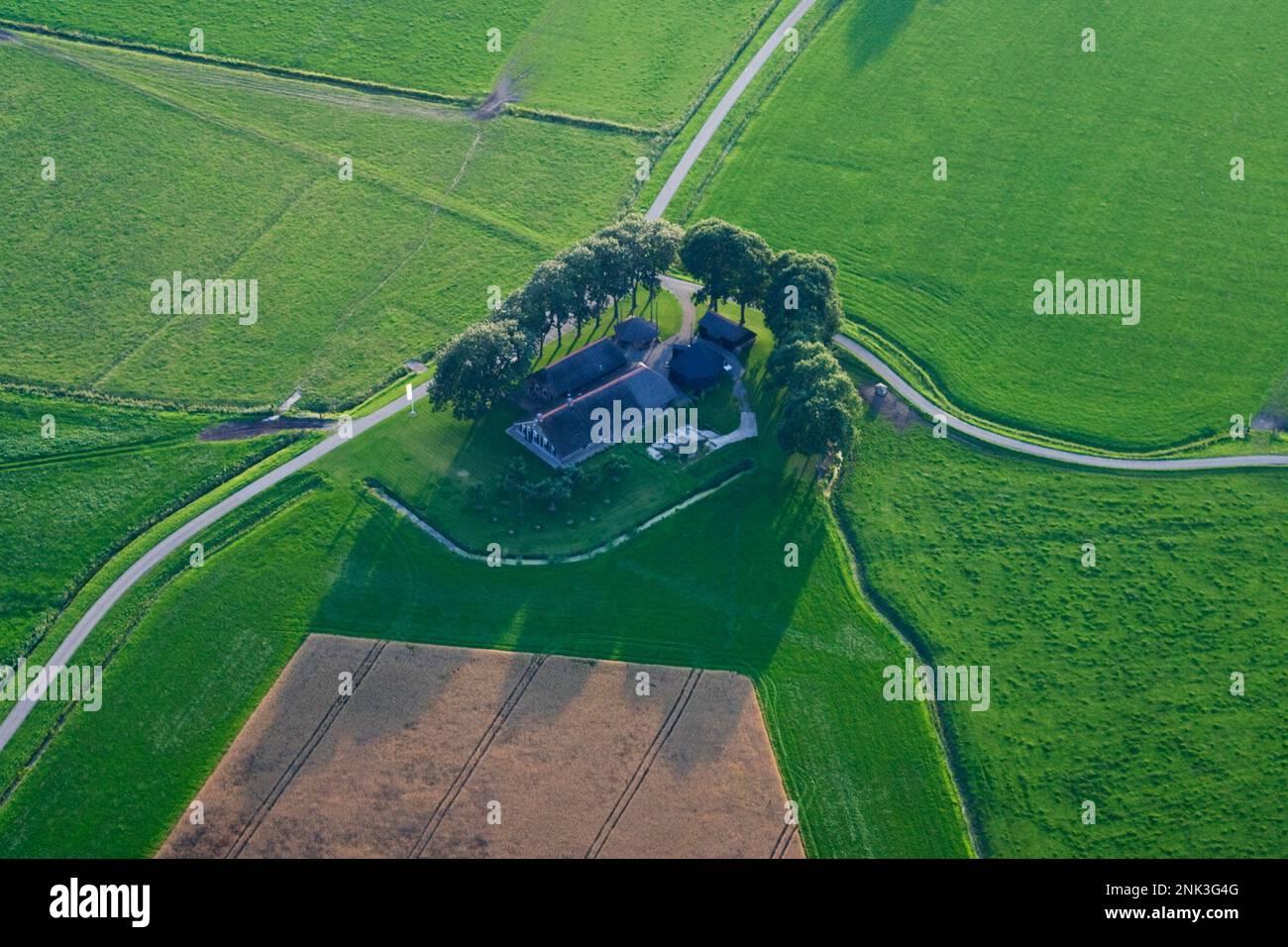 Luchtfoto van boerenland in Friesland; Aerial photo of rural aereas in ...
