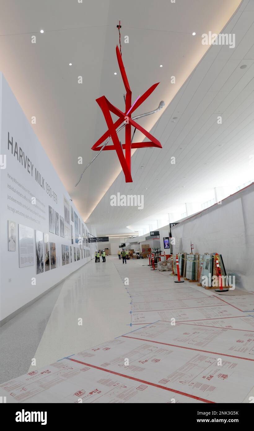 Mark Handforth's suspended sculpture, Cadmium Red Giant, is a collage ...