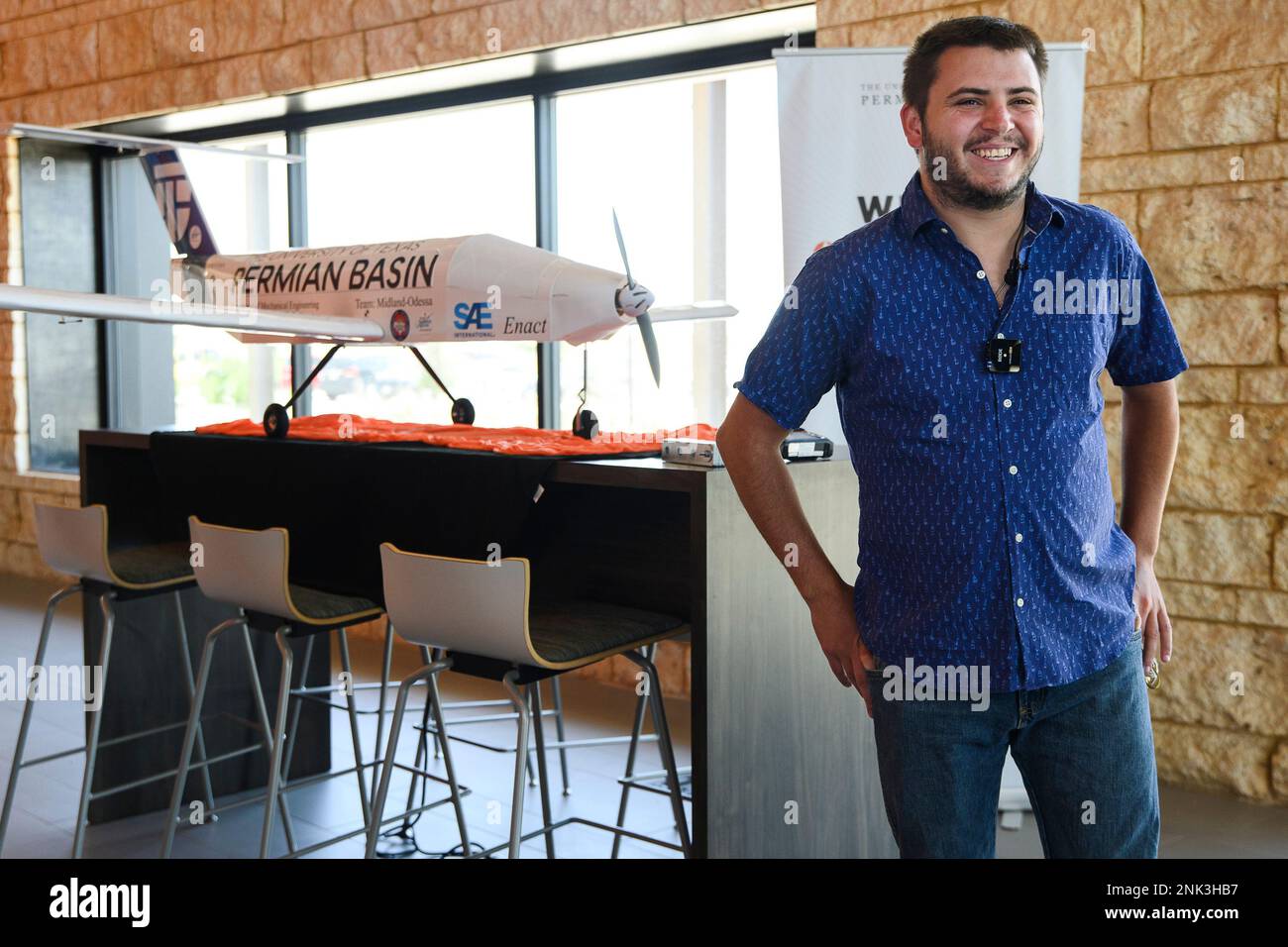 UTPB Engineering graduate Garrett Martin answers questions during an ...