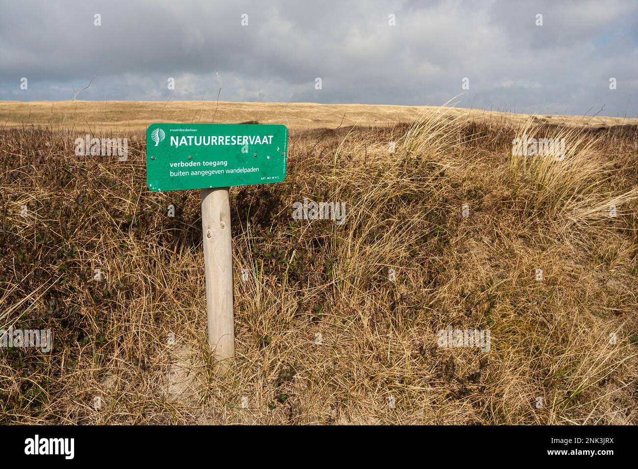 Nature area sign in dunes at Texel Stock Photo - Alamy