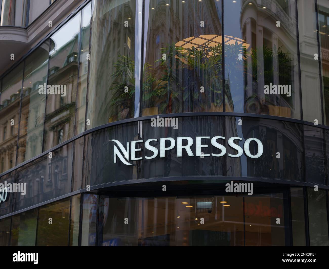 Vienna, Austria - August 8, 2022: Nespresso store logo on a shopping ...