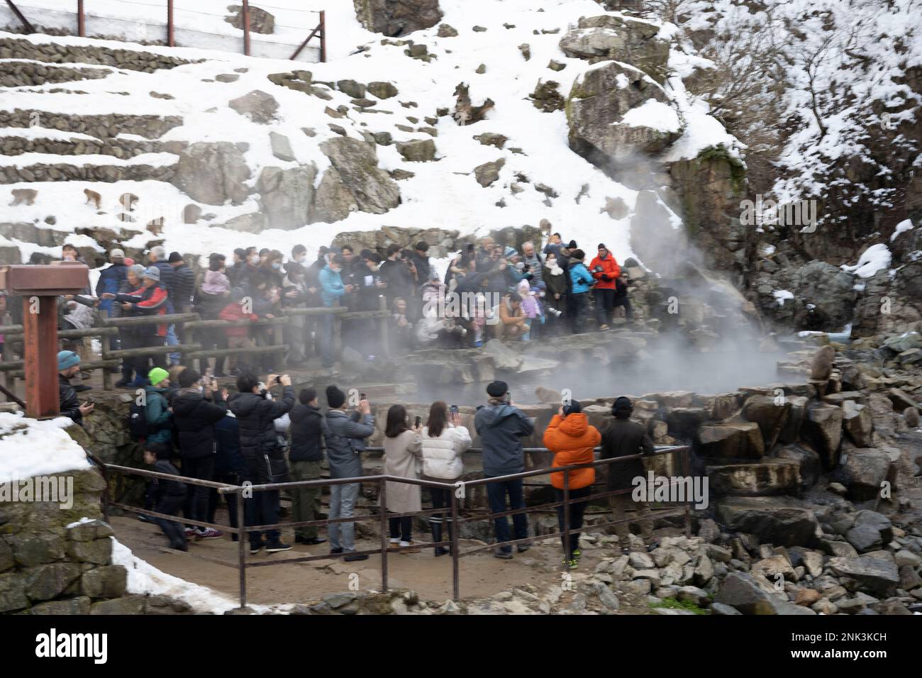 February 12, 2023, Yamanochi, Nagano Prefecture, Japan: Tourists ...