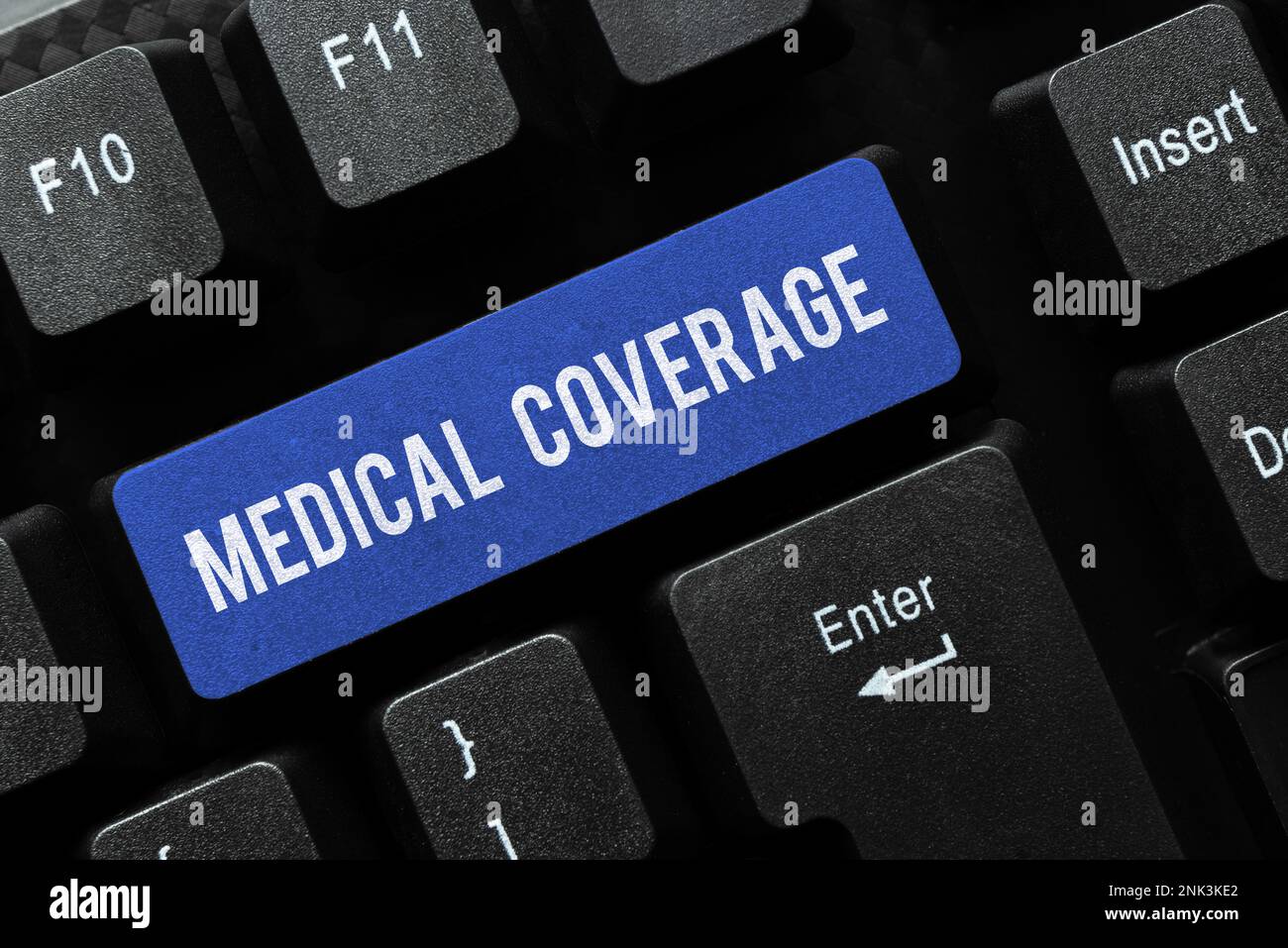 Sign displaying Medical Coverage. Word Written on inclusion within the ...
