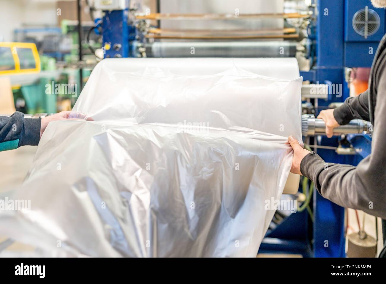 large plastic roll in the factory for the production of plastic ...