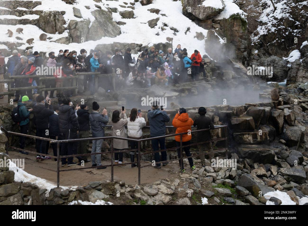 Yamanochi, Nagano Prefecture, Japan. 12th Feb, 2023. Tourists ...