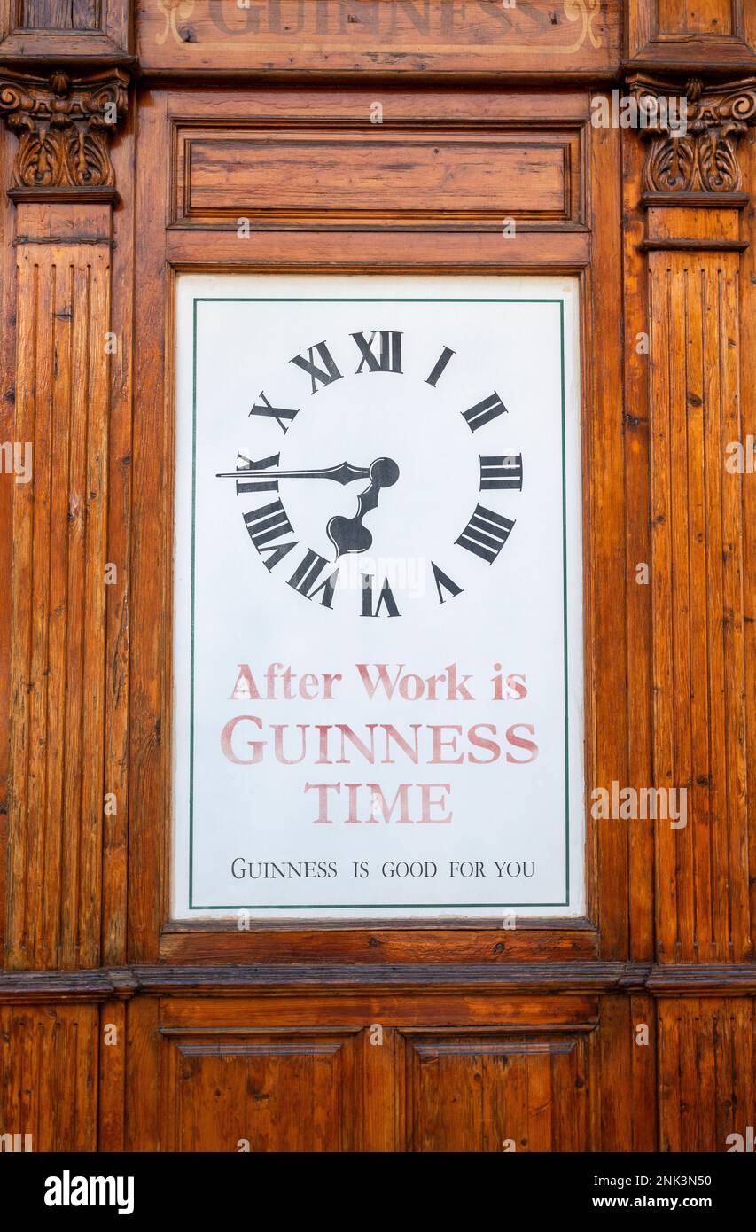Vintage Guinness clock built into wooden panels proclaims After Work is ...