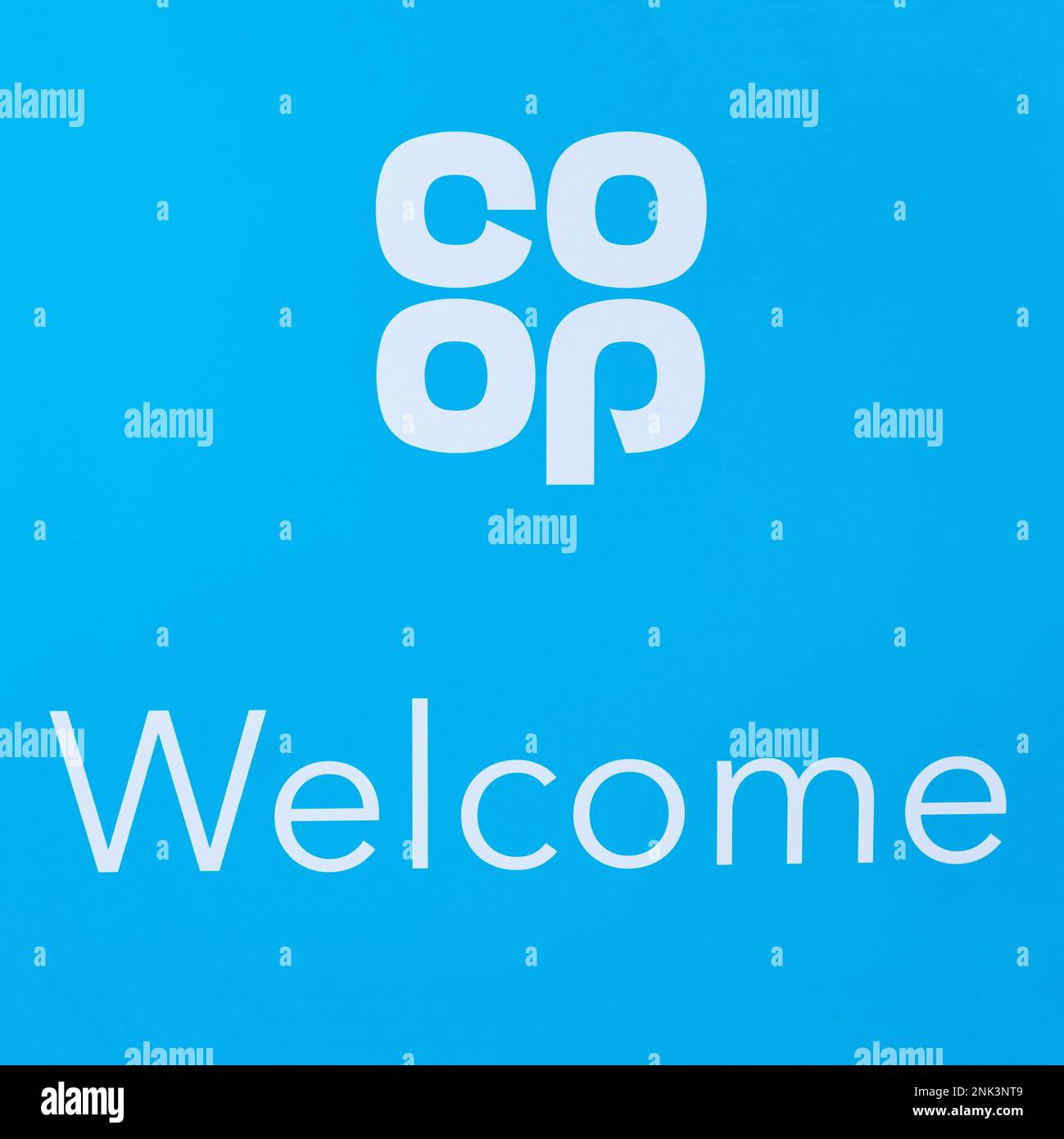 Coop Welcome sign UK Stock Photo - Alamy
