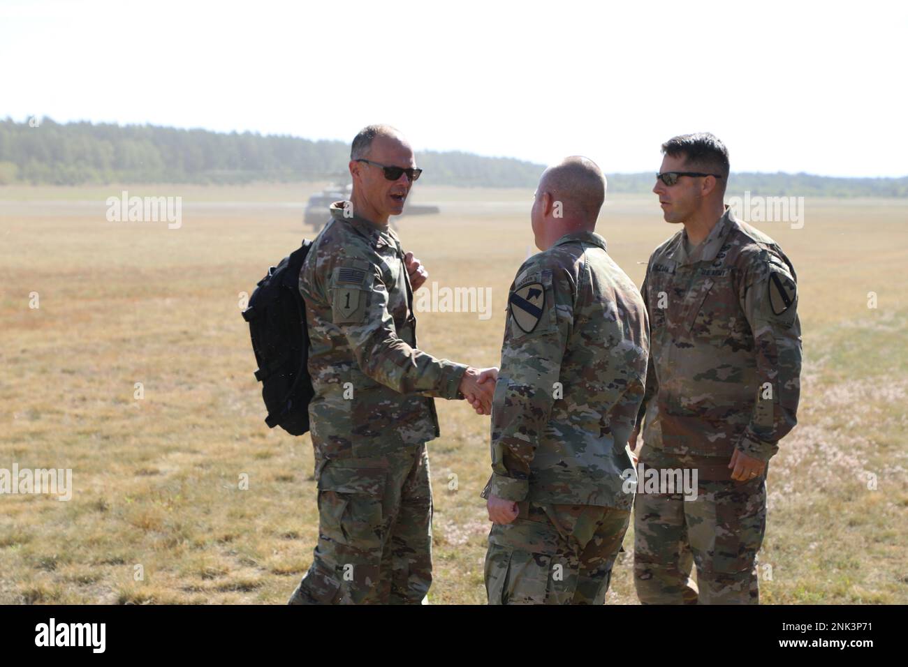 Maj. Gen. John V. Meyer III, 1st Infantry Division commanding general met with Col. John Gilliam ...