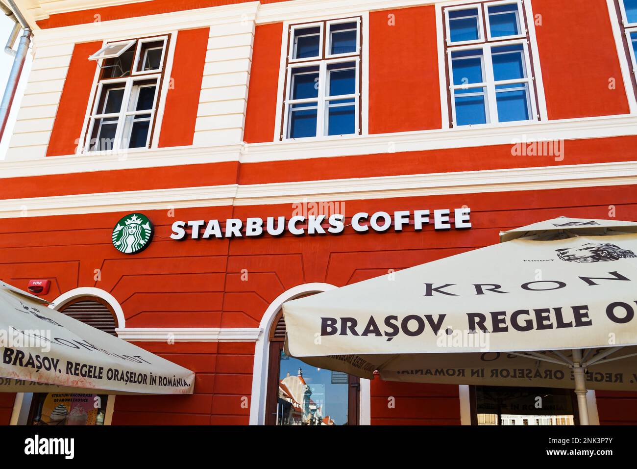 Brasov, Romania - August, 26 2022: Starbucks coffee shop exterior in ...