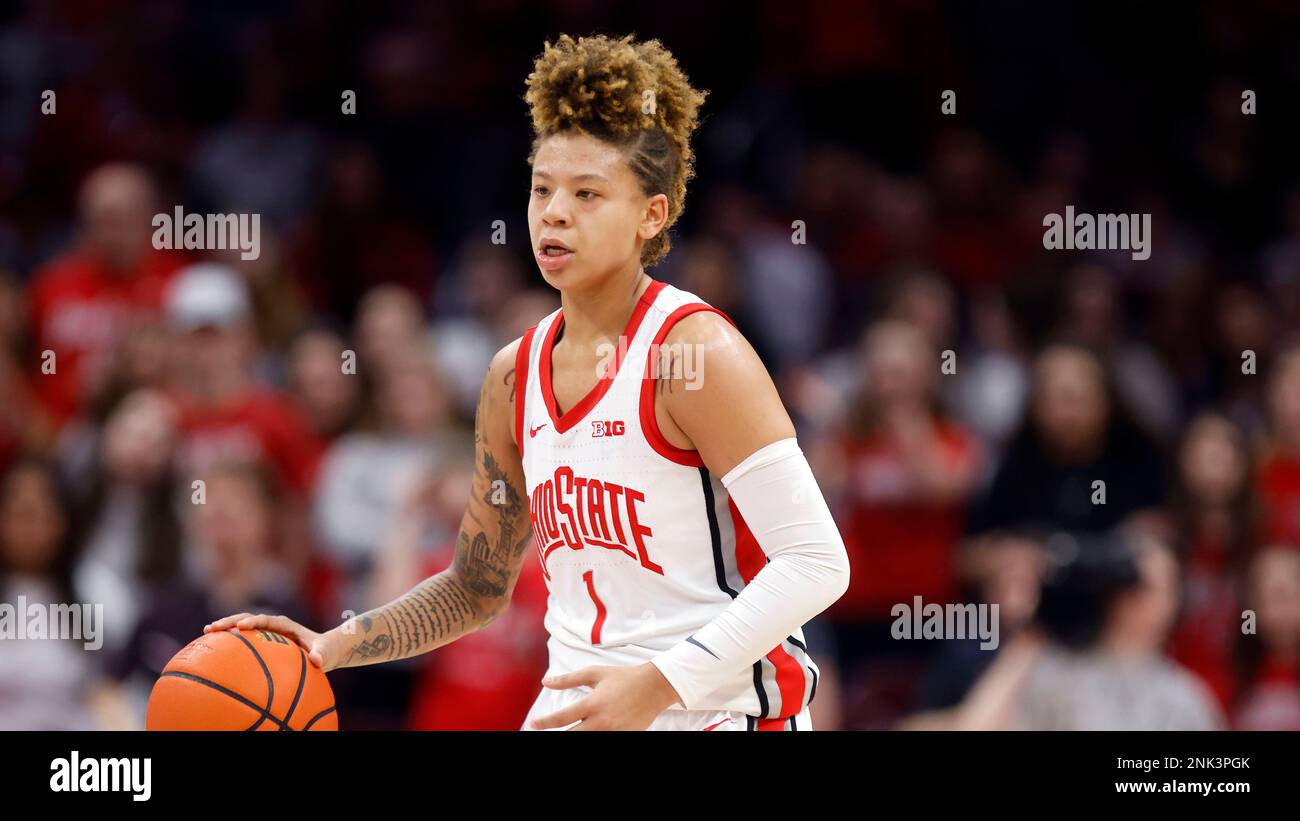 Ohio State guard Rikki Harris drives against Purdue during an NCAA ...