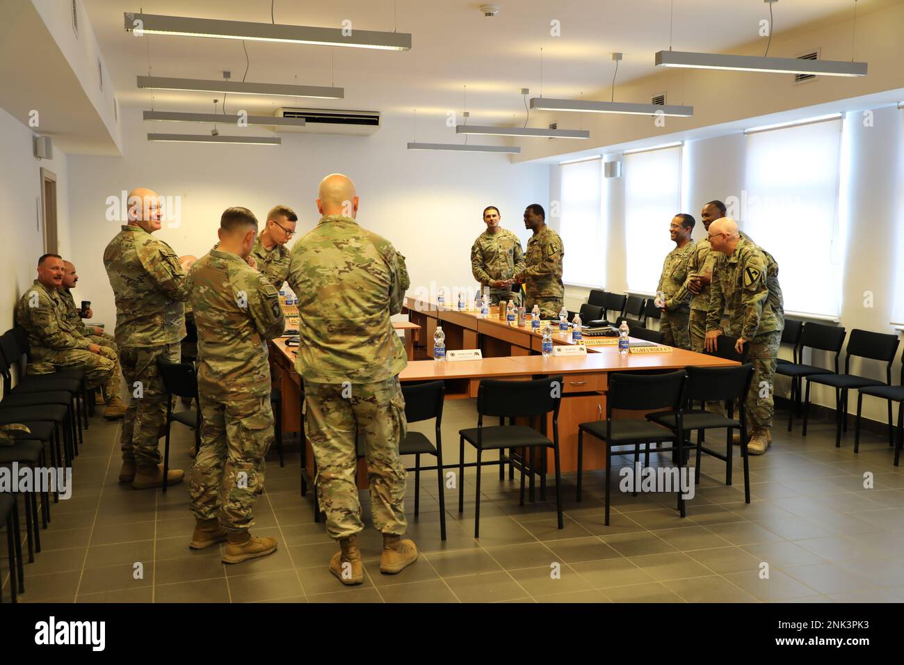 Maj. Gen. John V. Meyer III, 1st Infantry Division commanding general met with Col. John Gilliam ...