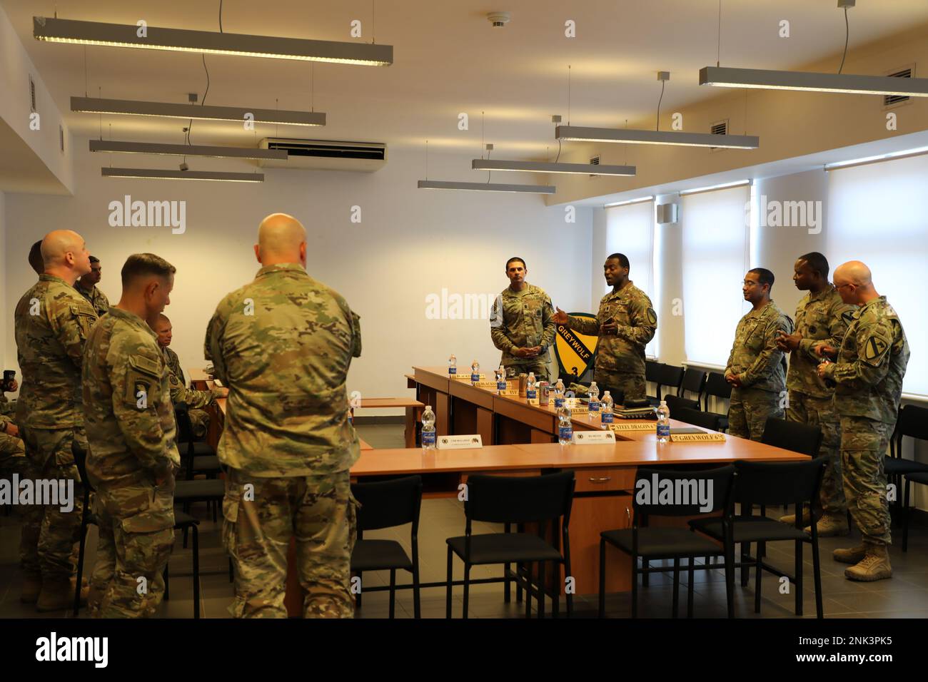 Maj. Gen. John V. Meyer III, 1st Infantry Division commanding general met with Col. John Gilliam ...