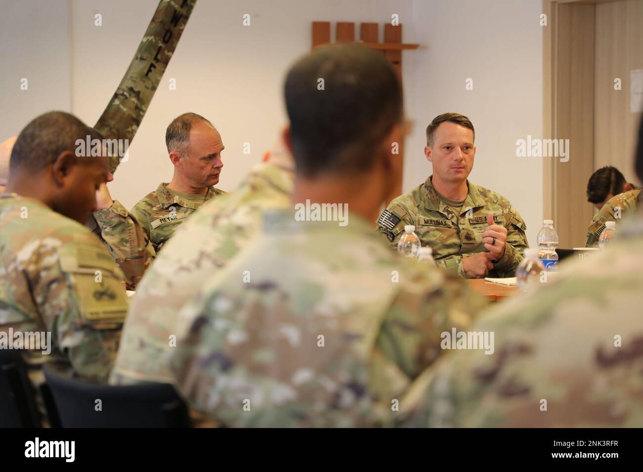 Maj. Gen. John V. Meyer III, 1st Infantry Division commanding general met with Col. John Gilliam ...